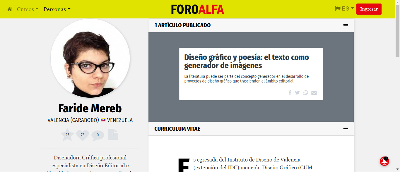 ForoAlfa website – Faride Mereb